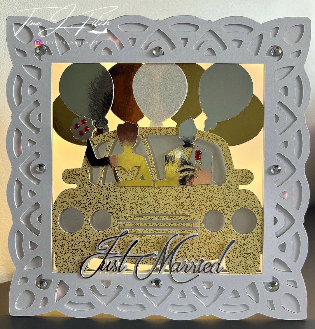 Just Married Luminaire Card Template TF0792, Cutting Files SVG ...
