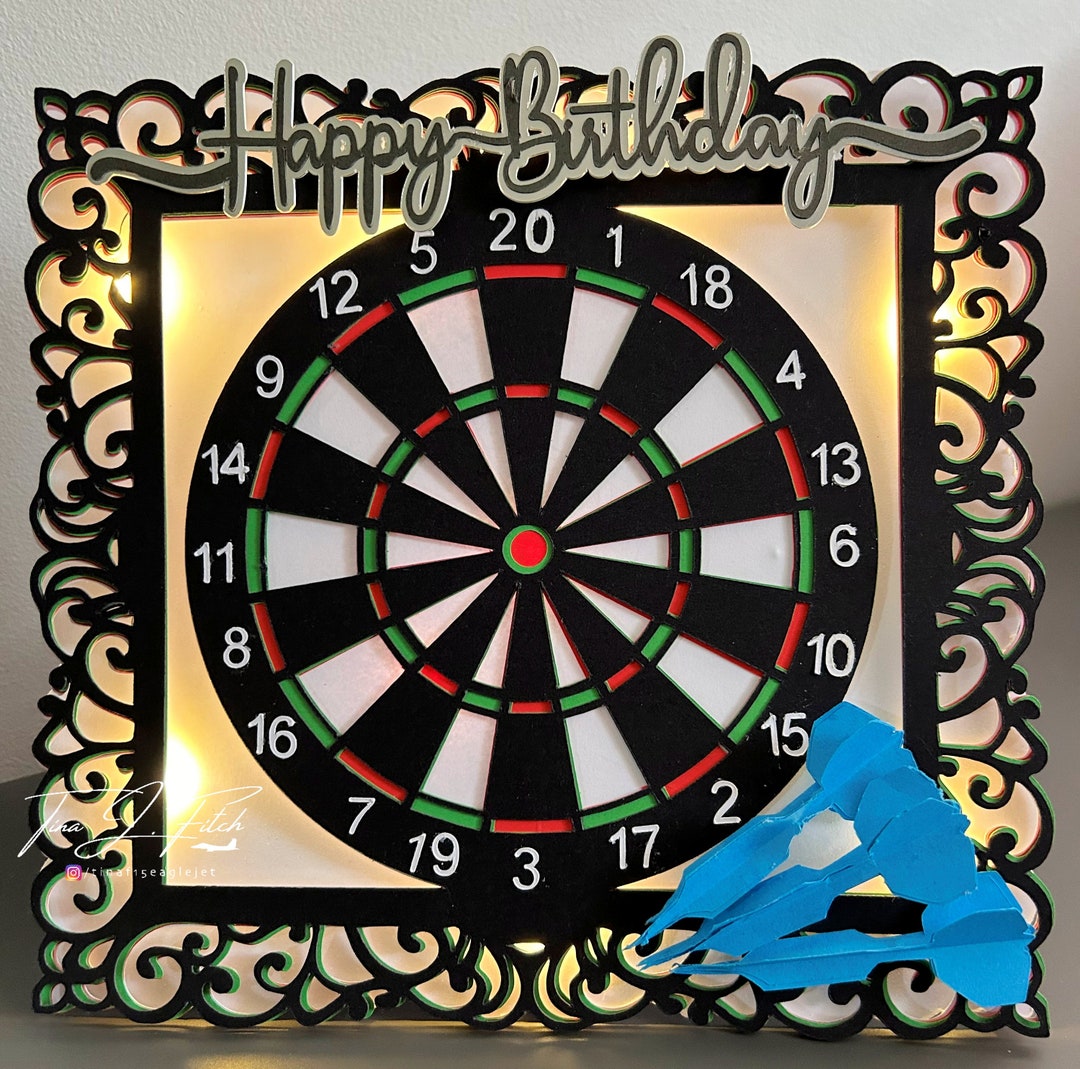 Father's Day/ Birthday Dart Board Luminare Card Template TF0752 ...