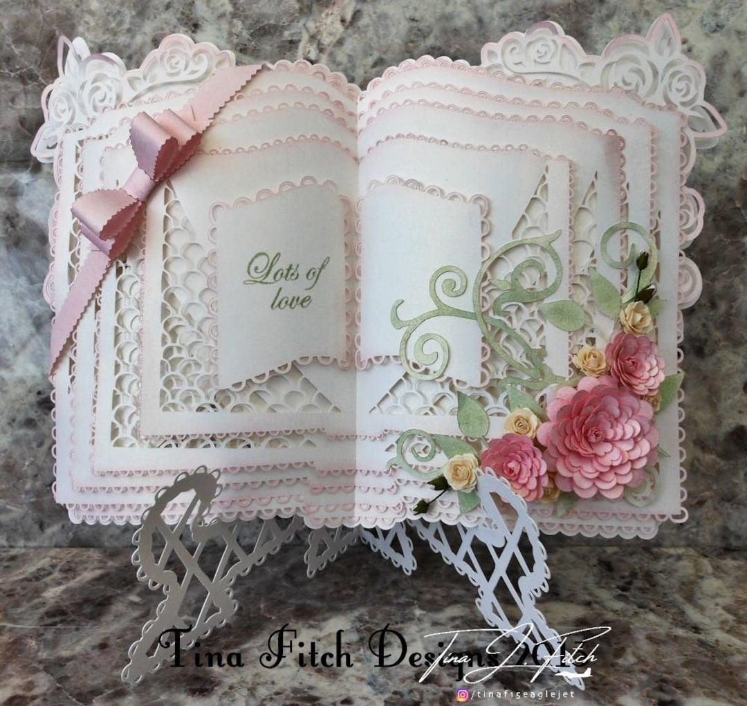 Rose Layered Open Book Card Template, Cutting Files SVG, Silhouette ...