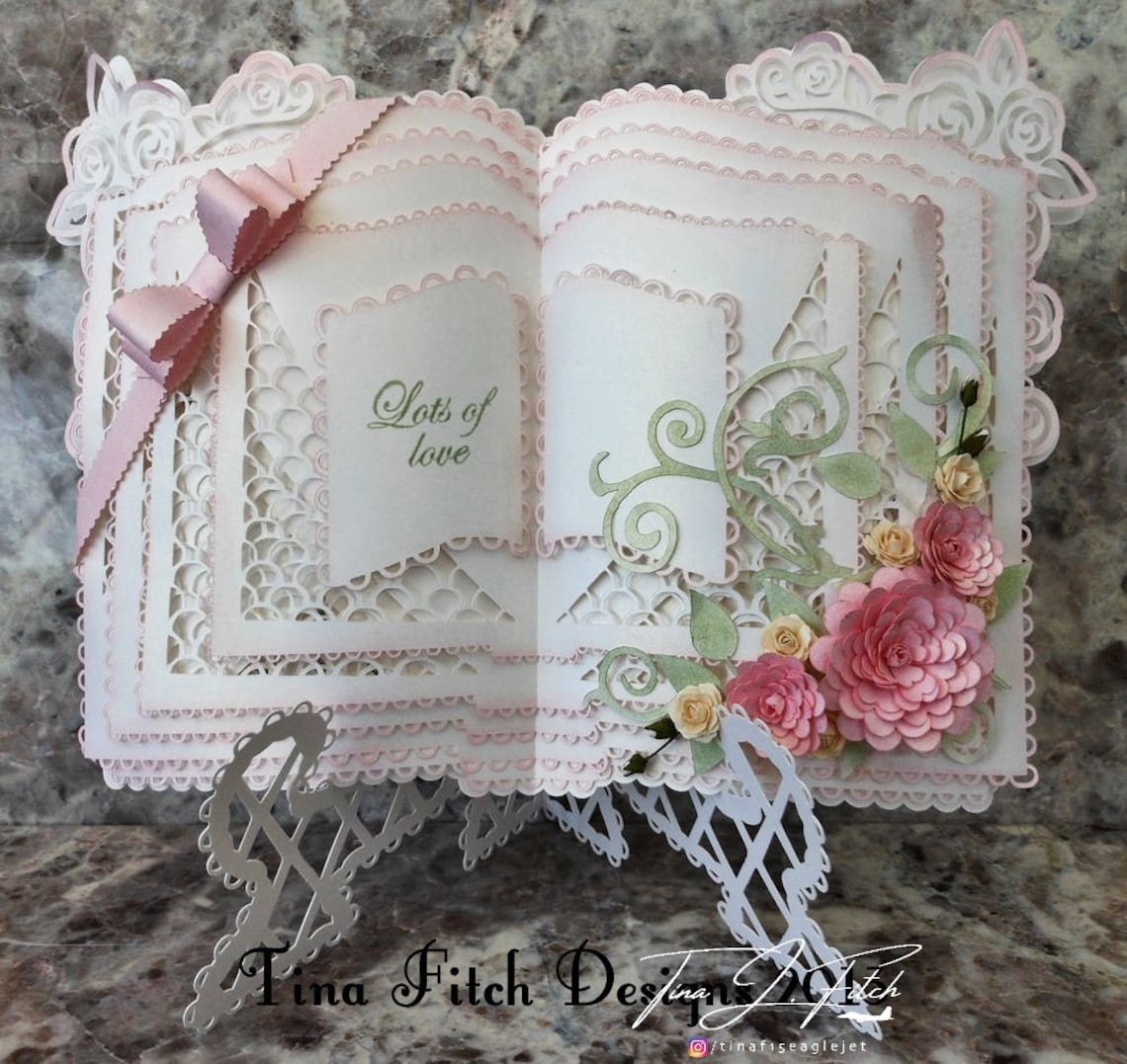 Rose Layered Open Book Card Template, Cutting Files SVG, Silhouette ...