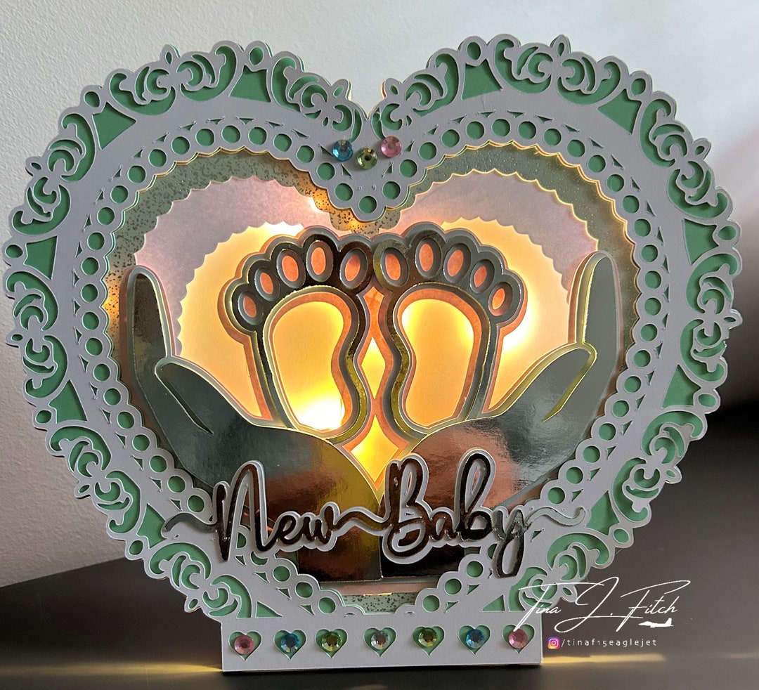 New Baby Luminaire Card Template TF0779, Cutting Files SVG, Silhouette ...