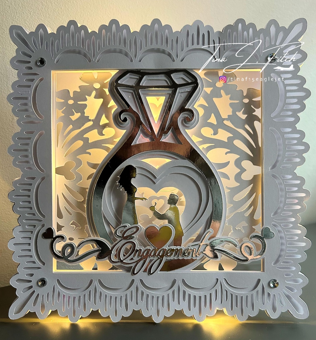 Engagement Luminaire Card Template TF0835, Cutting Files SVG ...