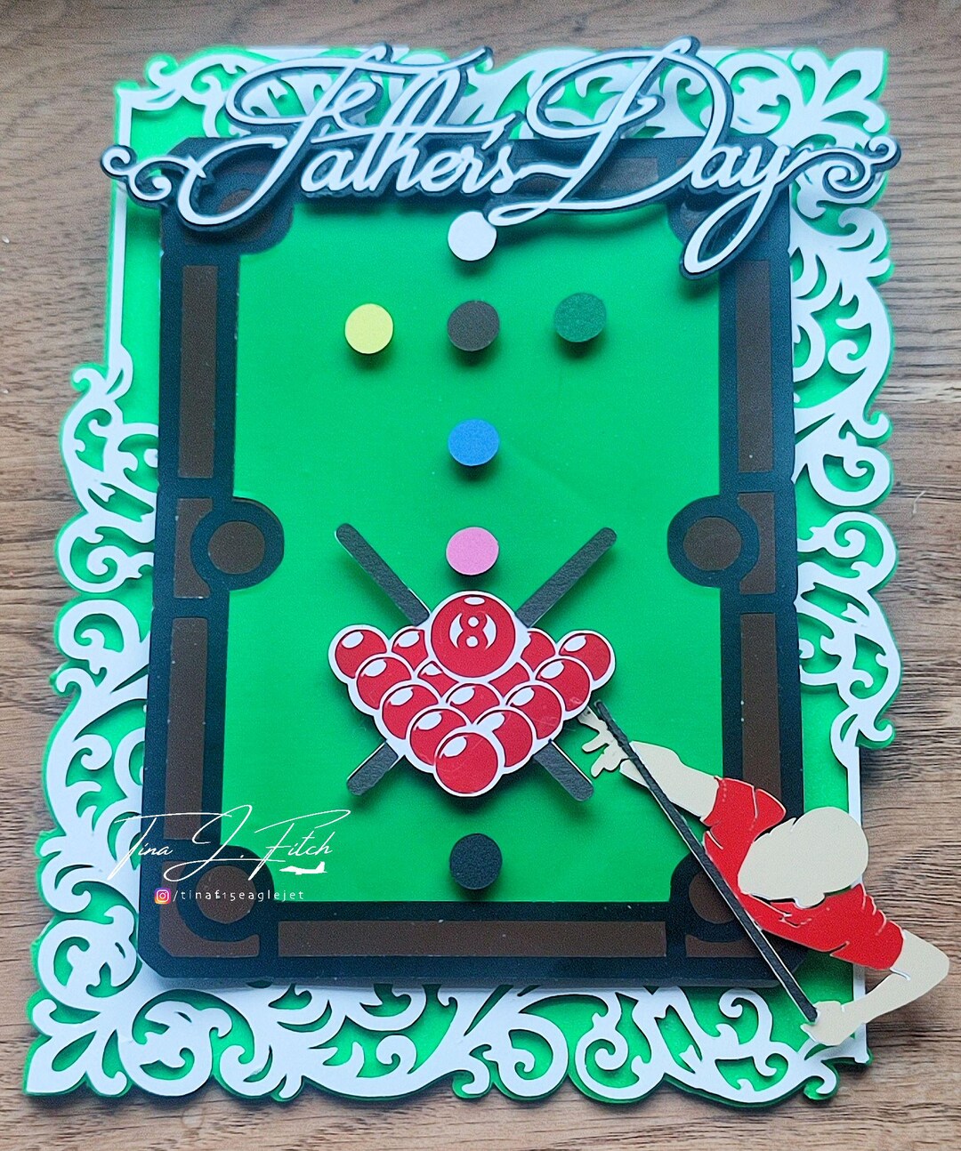 Father's Day Snooker Luminaire Card Template TF0868. Cutting Files SVG ...