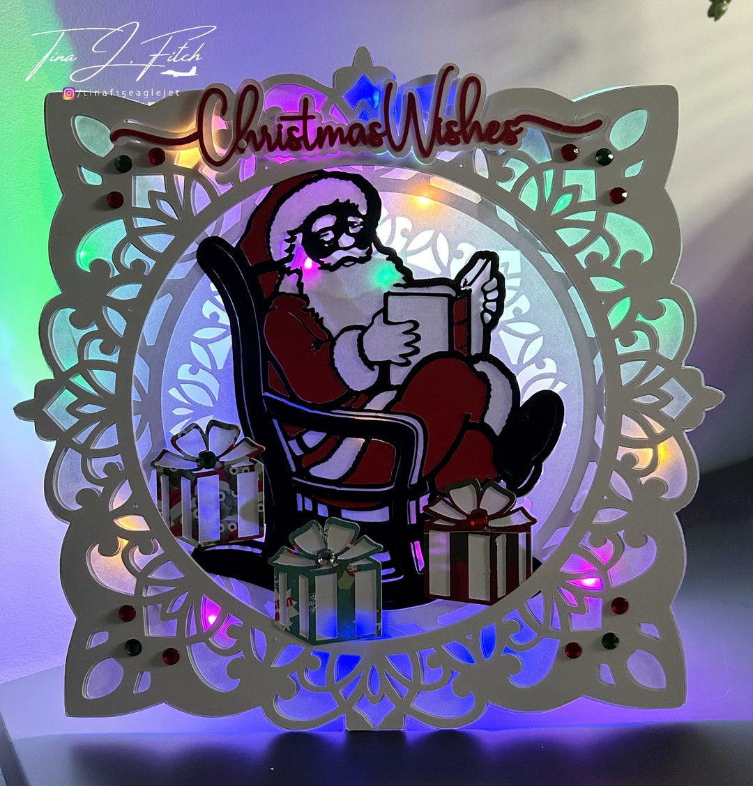 Sitting Santa Luminare Card Template TF0796, Cutting Files SVG ...