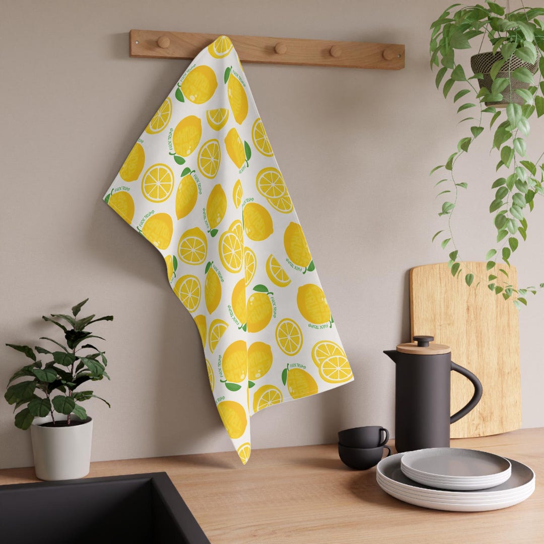 Subtle F*ck Trump Lemon Hand Towel | Funny Political Kitchen Decor ...