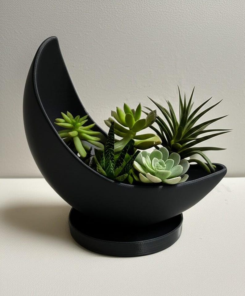 Half-moon Planter With Drain Tray – Modern Indoor Pot for Succulents ...