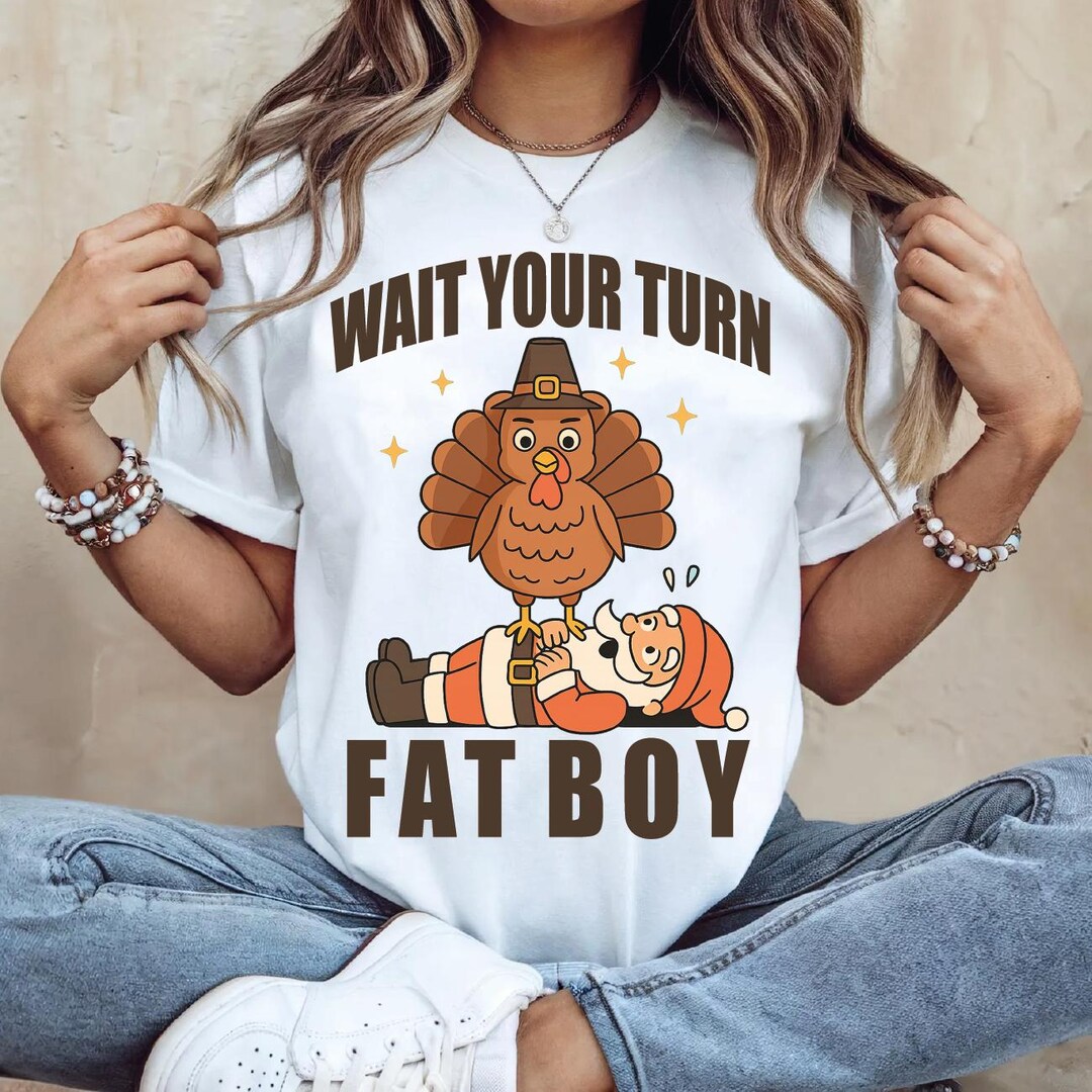 Wait Your Turn Santa Turkey Chrismas PNG, Gobble Thanksgiving PNG, Yarn ...