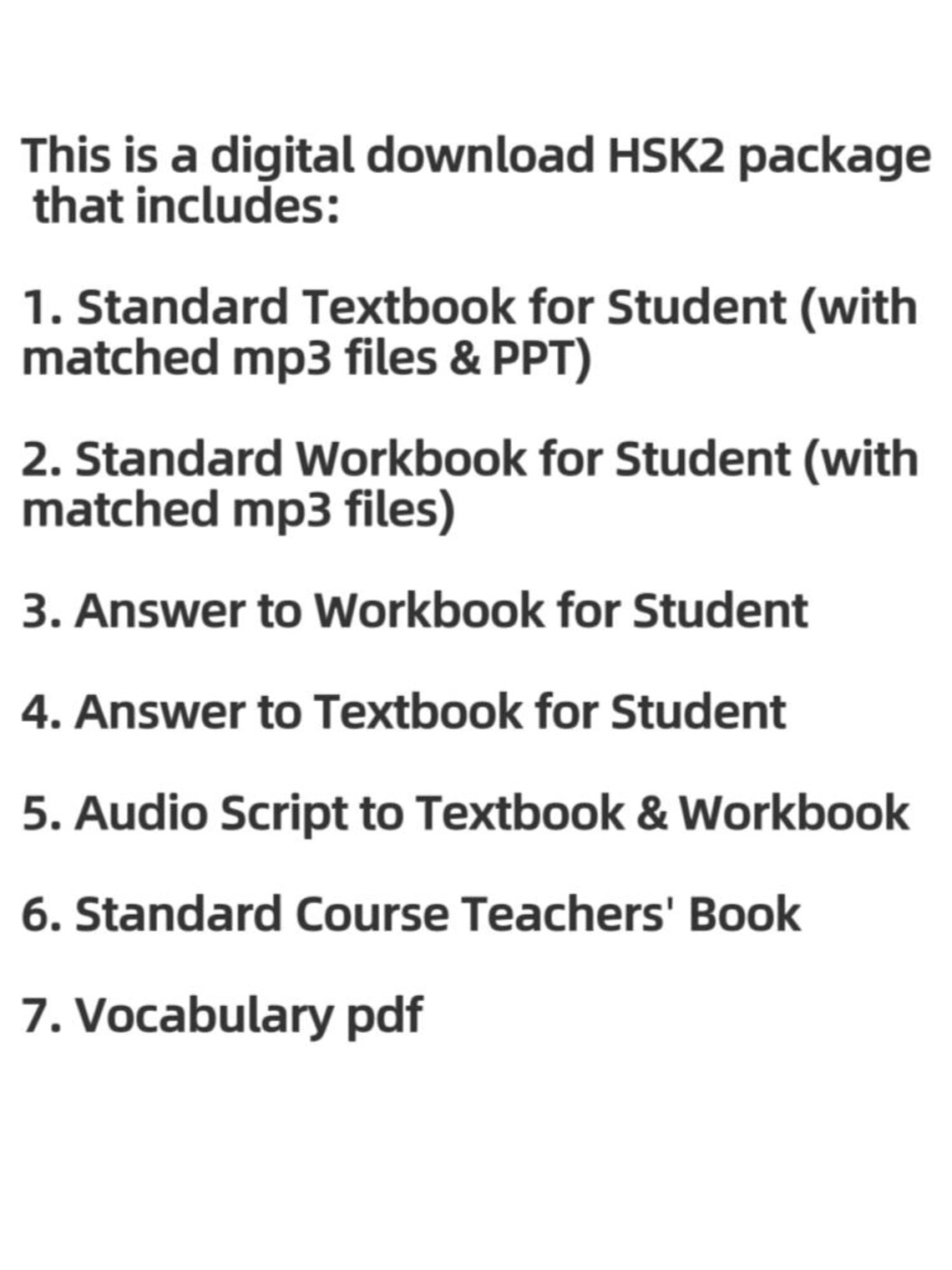 HSK2 Standard Course Bundle Includes Student Textbook, Workbook, Answer, Audio Mp3 & Script ...