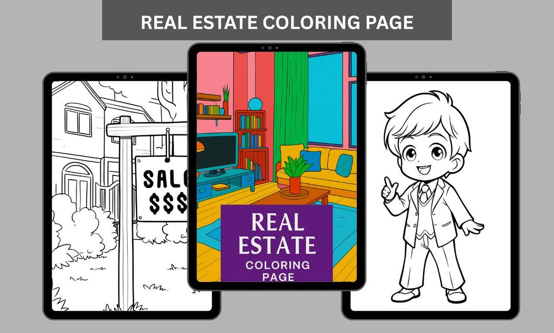 Real Estate Coloring Page, Kids Coloring Book Activities, Career ...