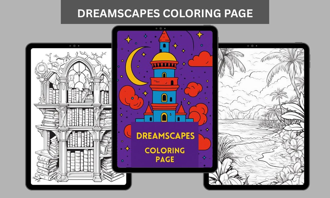Dreamscapes Coloring Pages for Adults, Fantasy Dream World Coloring ...