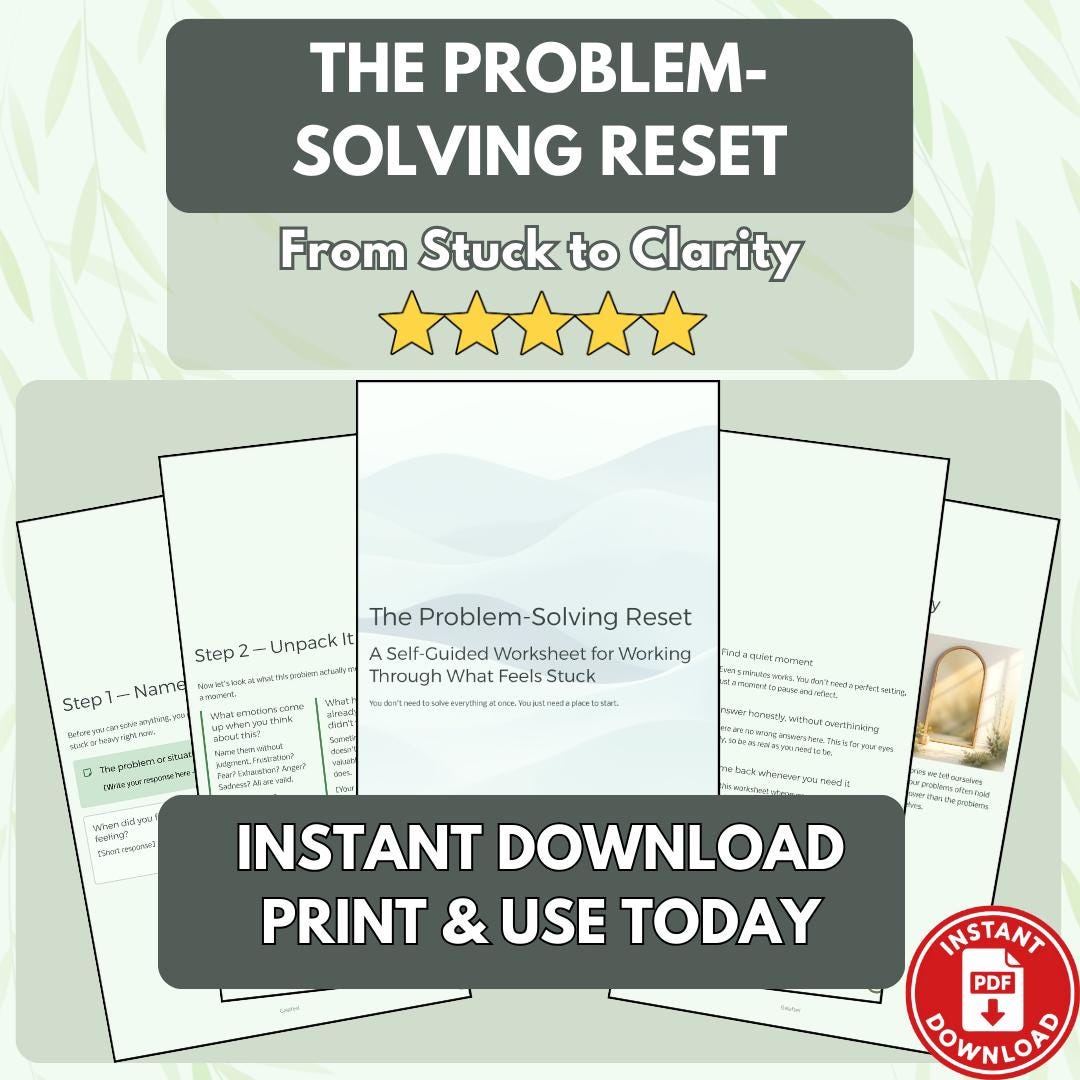 Problem Solving Worksheet | Mental Clarity, Stress Relief (digital ...
