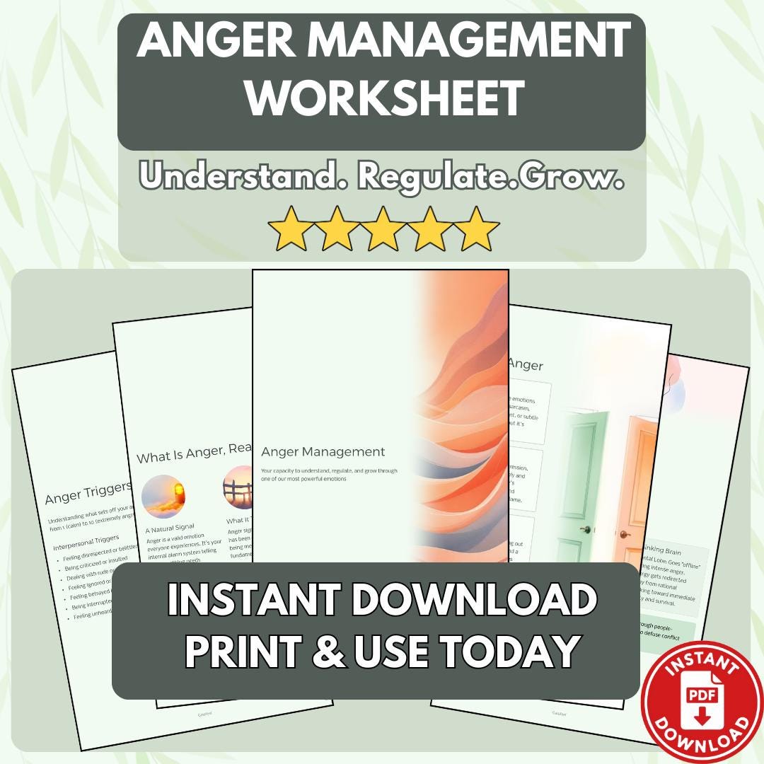 Anger Management Worksheet PDF | Daily Emotional Regulation Guide ...