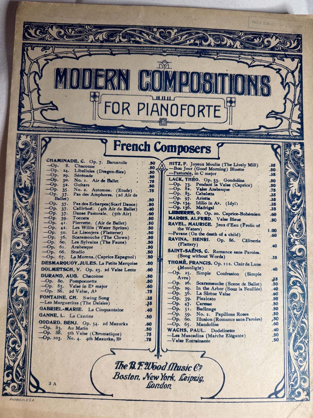 1908 Modern Compositions for Pianoforte French Composers - Pastorale by ...