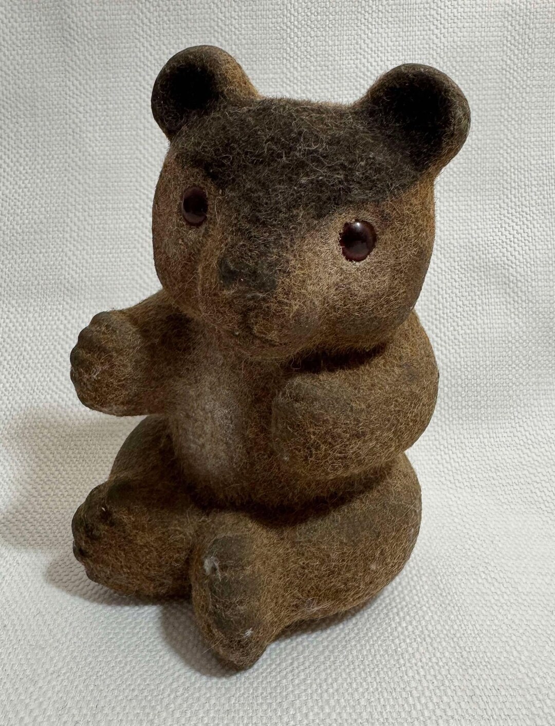 Vintage Flocked Felt Bear Coin Bank Plastic Baby Animal Hong Kong - Etsy