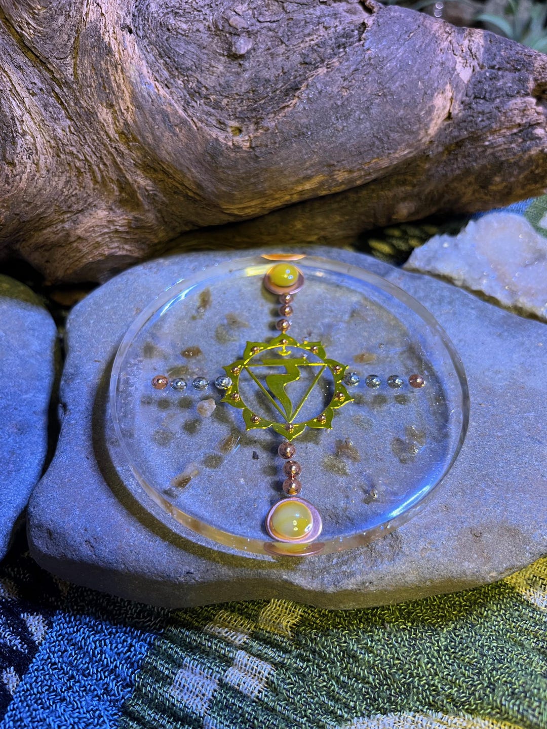 Solar Plexus Chakra Orgonite Super Charging Coaster With Quartz Points ...