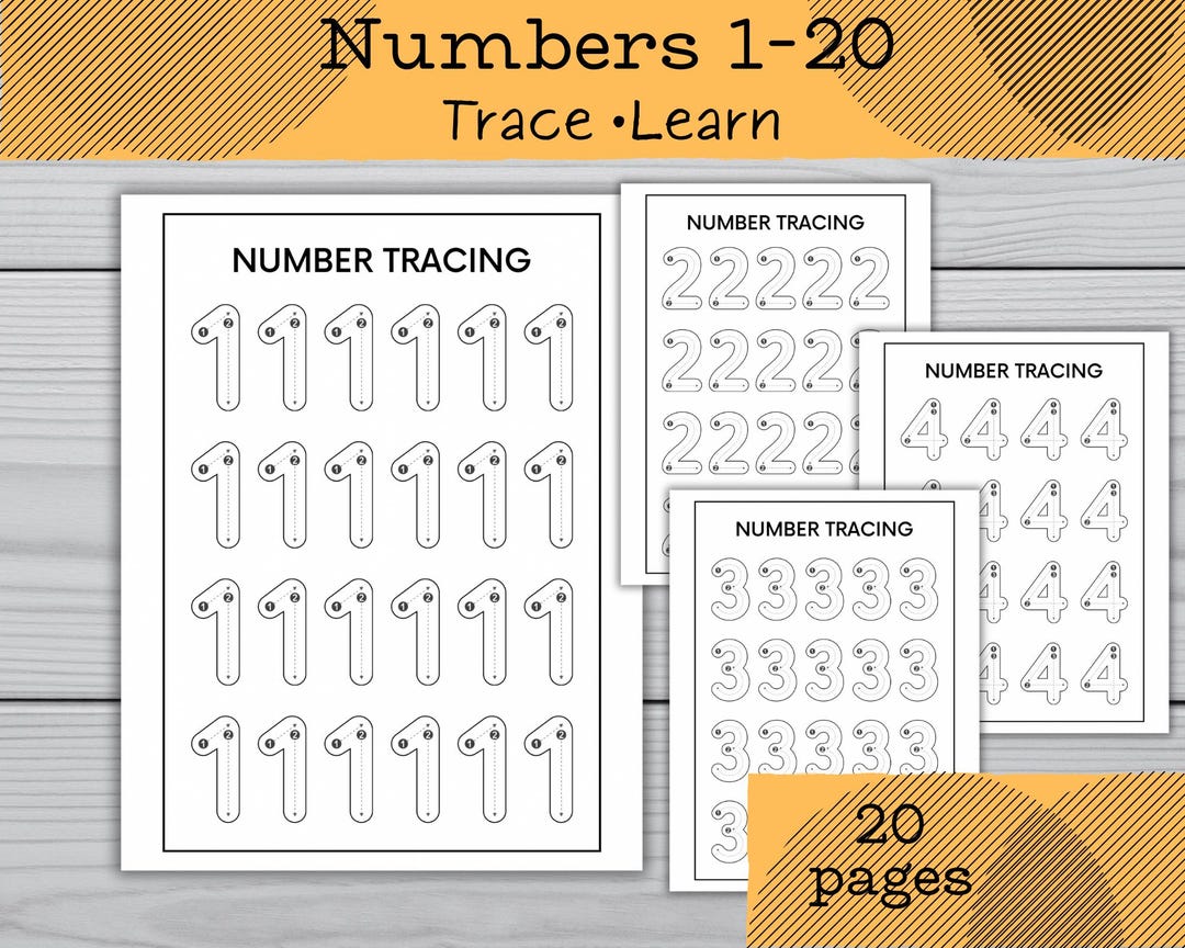 Numbers 1-20 Tracing Worksheets for Preschool & Kindergarten| Printable ...