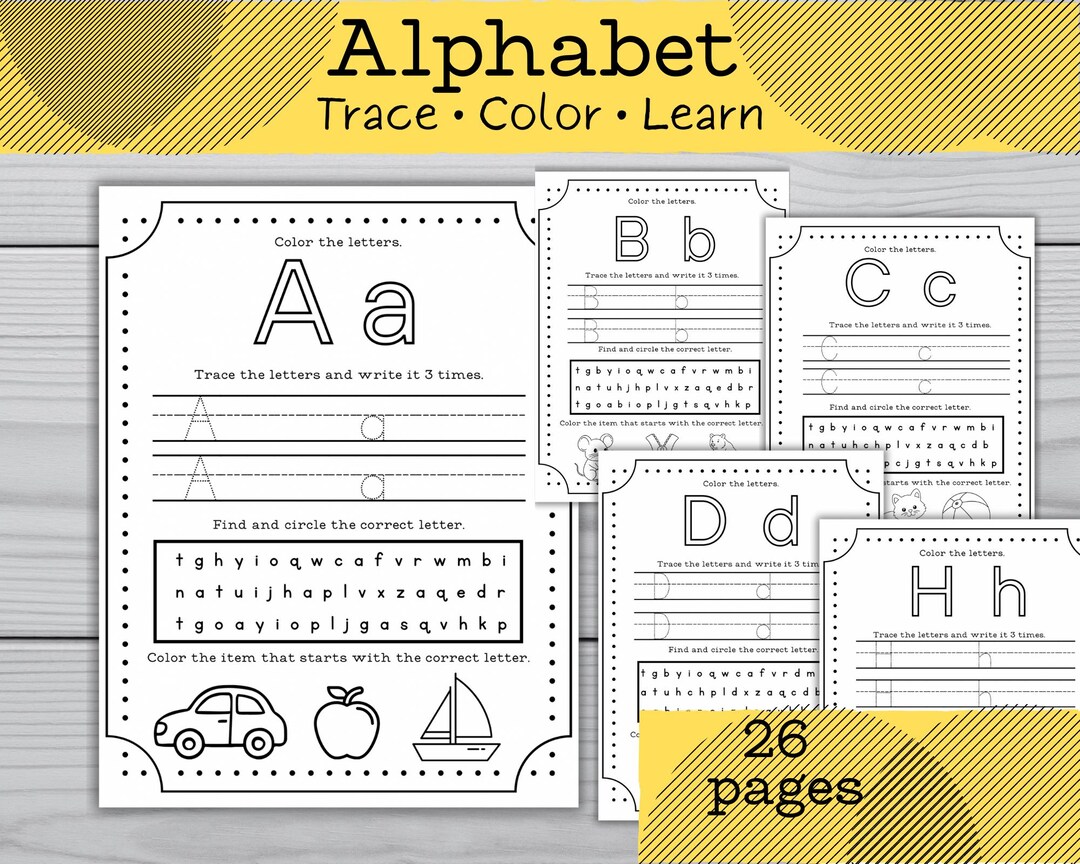 Alphabet Tracing Coloring Worksheets for Preschool & Kindergarten | ABC ...