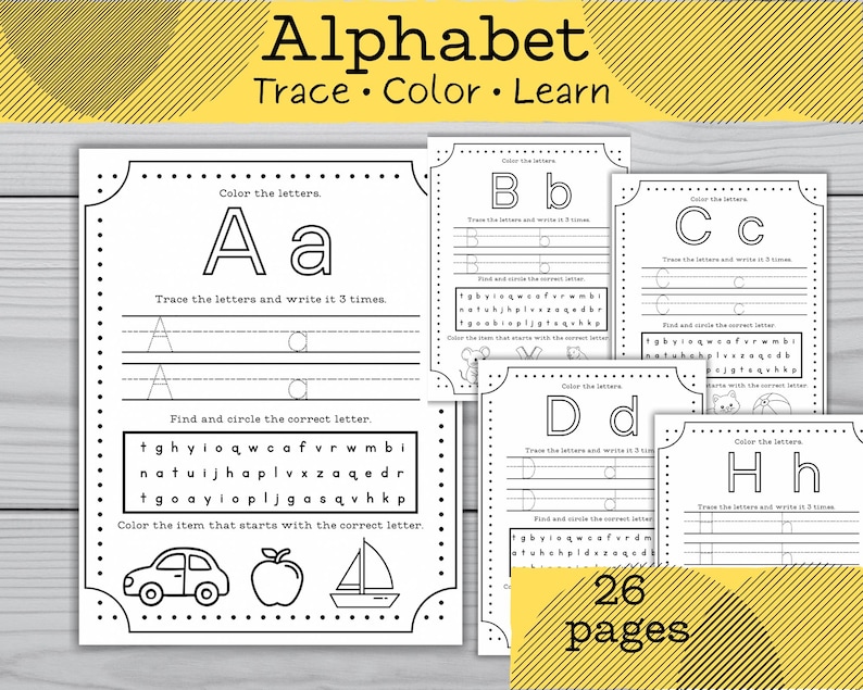 Alphabet Tracing Coloring Worksheets for Preschool & Kindergarten | ABC ...