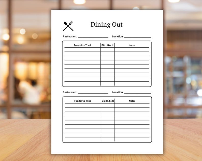 Dining Out Restaurant Tracker - Etsy