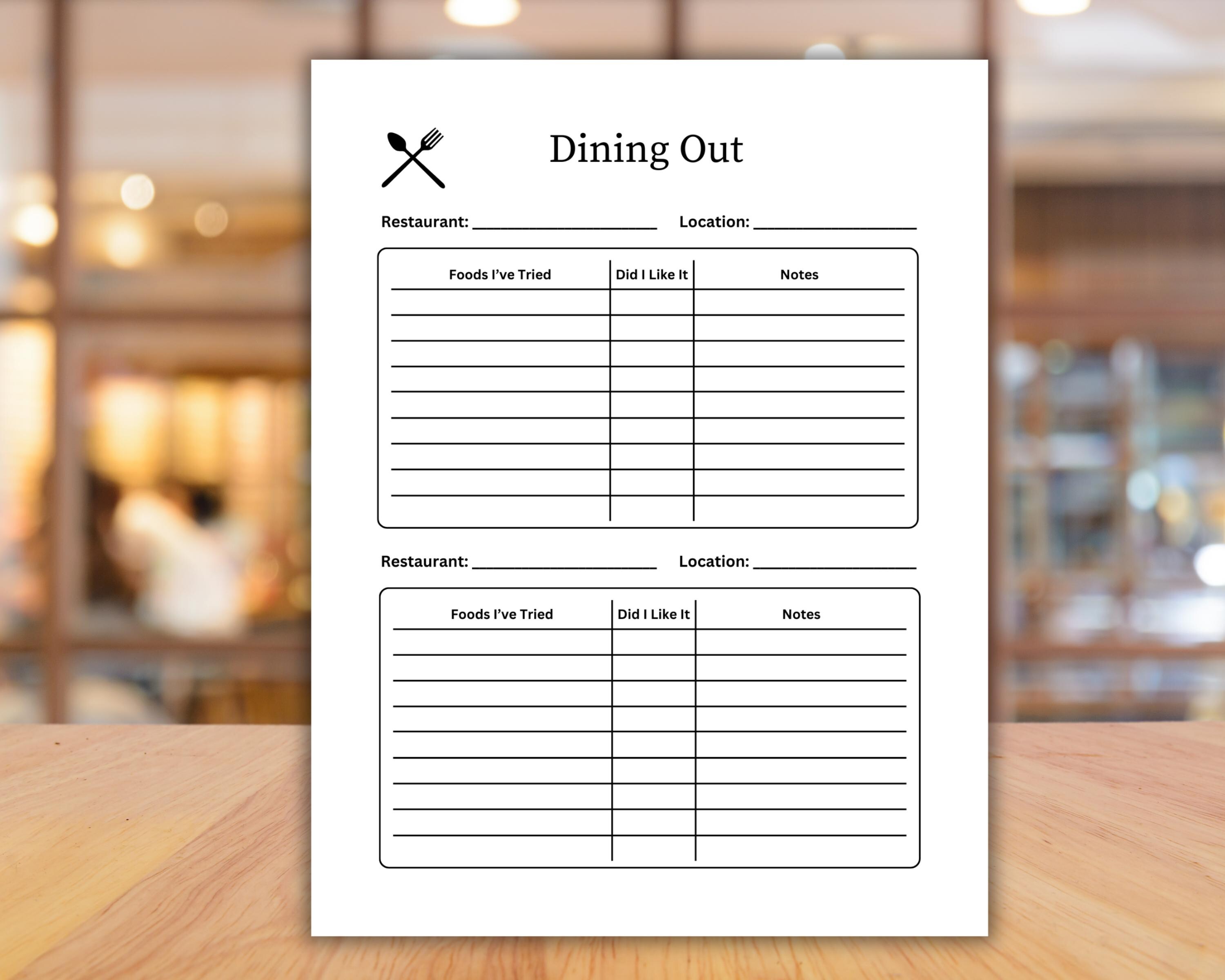 Dining Out Restaurant Tracker - Etsy