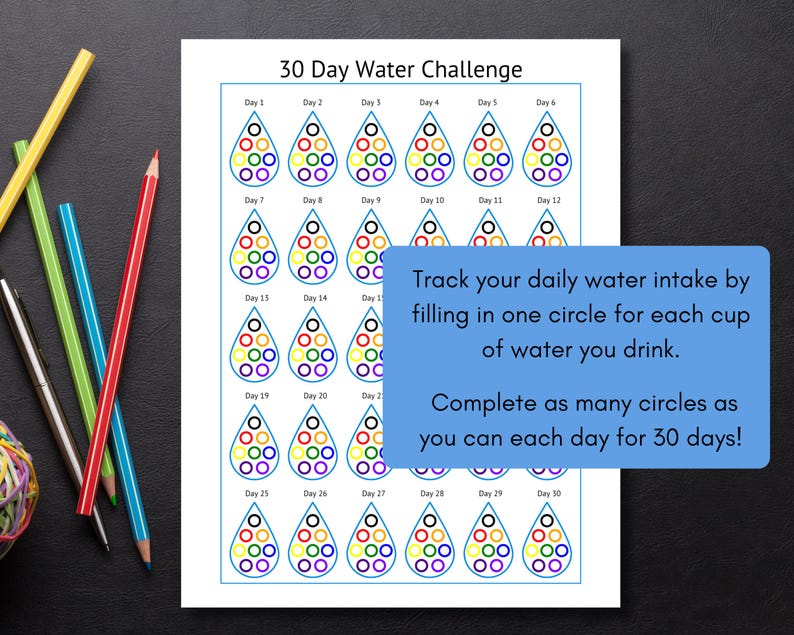 30 Day Water Challenge Printable - Etsy