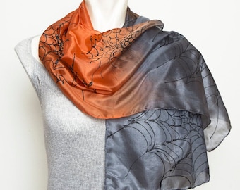 Creepy Spiders Hand Painted Silk Scarf. Halloween Decorated - Etsy