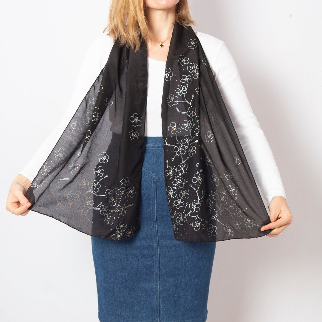 Sakura Hand Painted Scarf Cherry Blossom Print Sakura Print Sakura ...