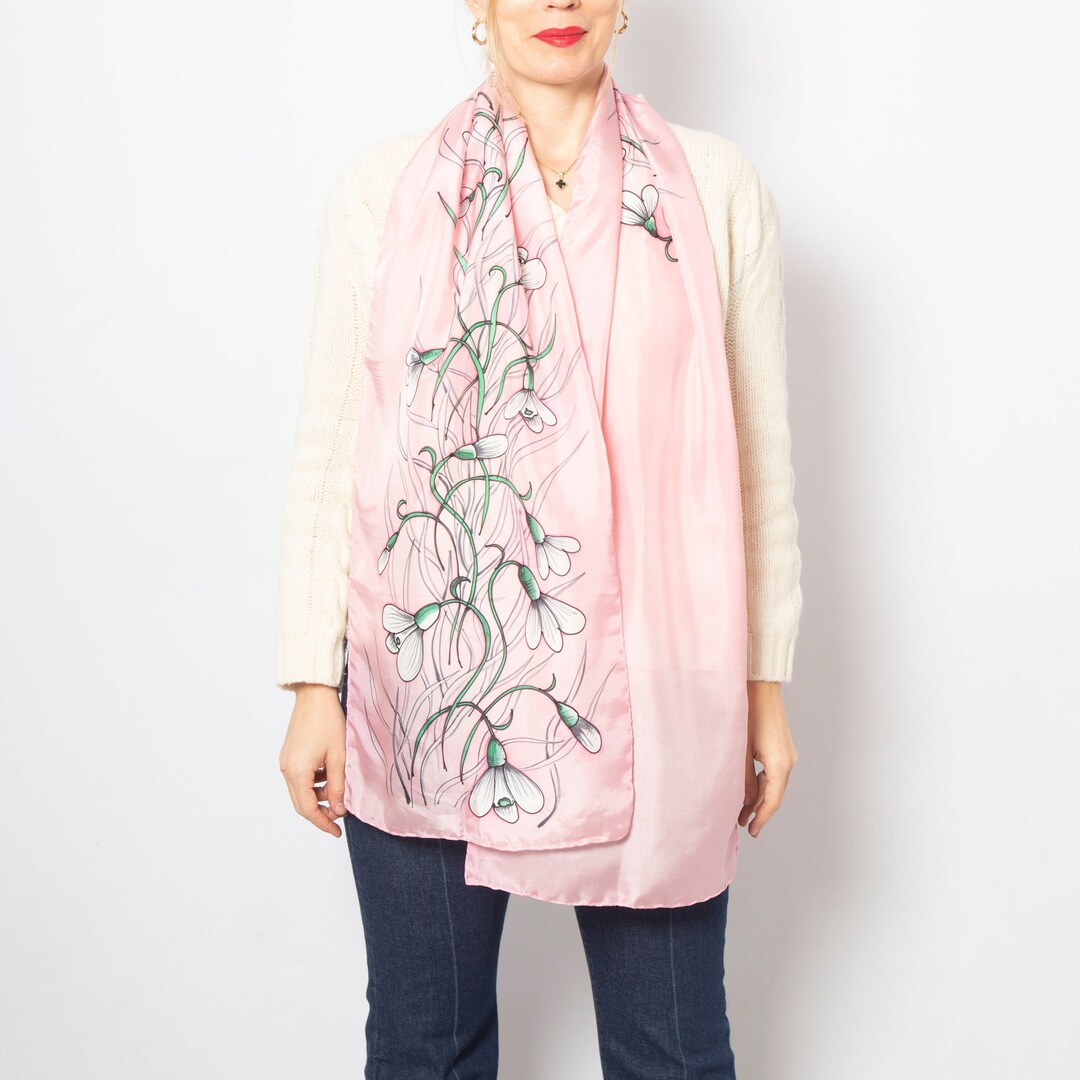 Floral Silk Scarf Hand Painted Silk Scarf January Flowers Snowdrops ...