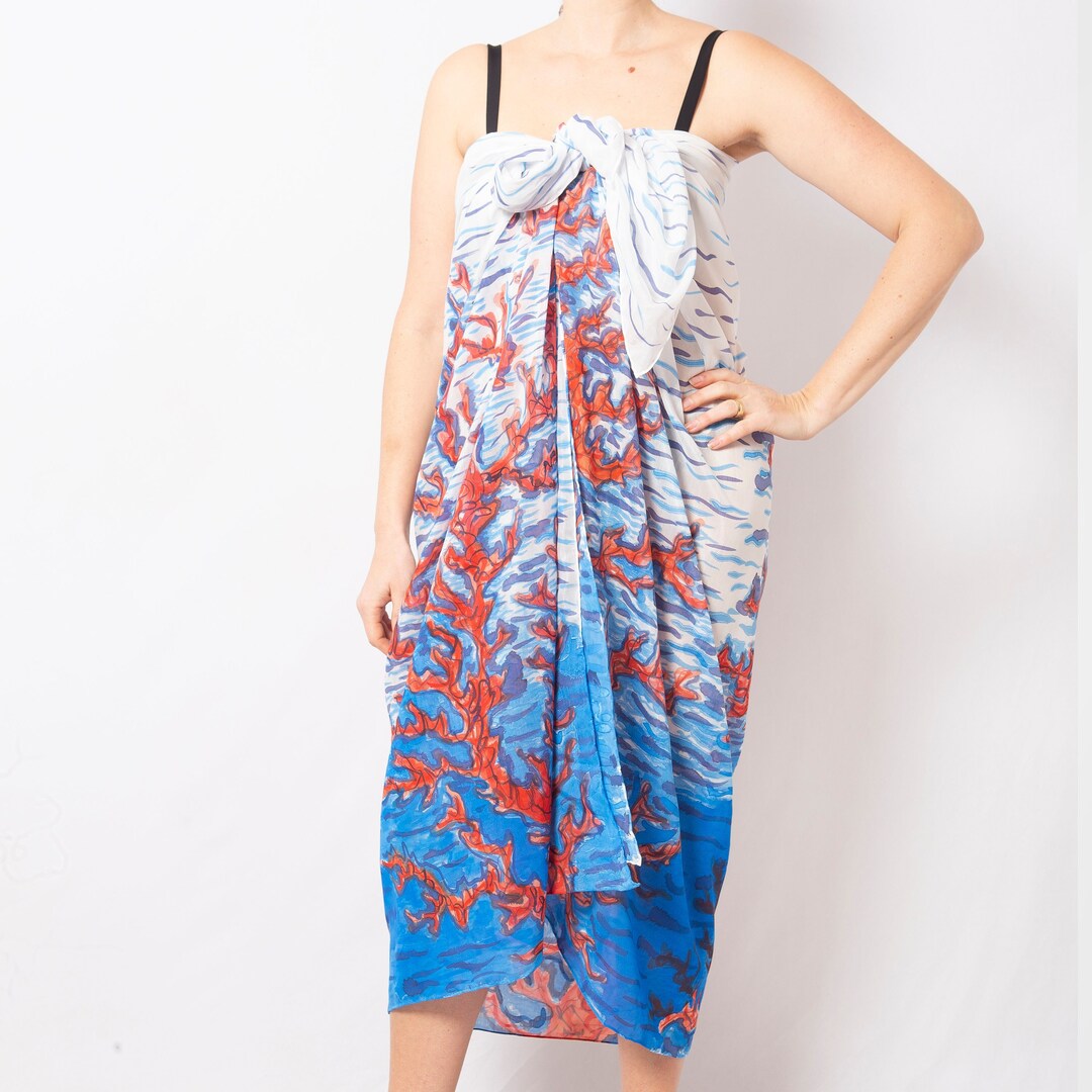 Hand Painted Scarf Large Sarong Batik Sarong Beach Cover up Cotton ...