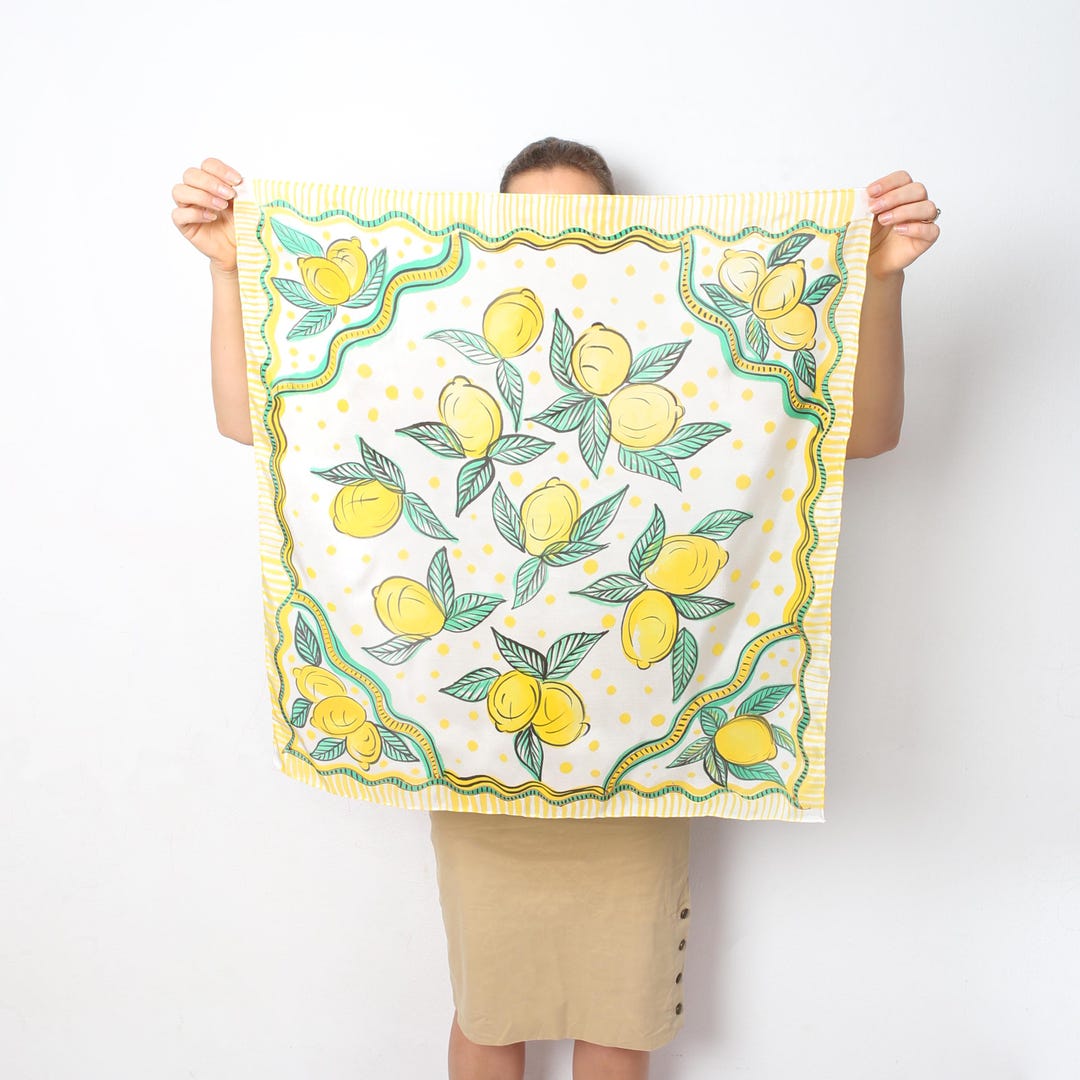 Yellow Lemon Hand Painted Silk Square Scarf Italy Positano Lemon Gift ...