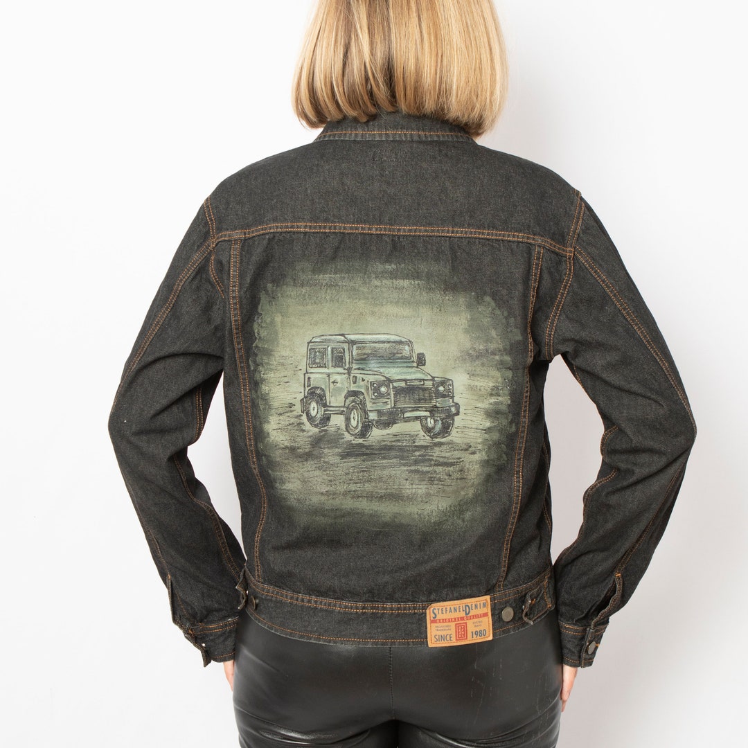 Land Rover Defender Hand Painted Denim Jacket Upcycled Jacket Mens ...
