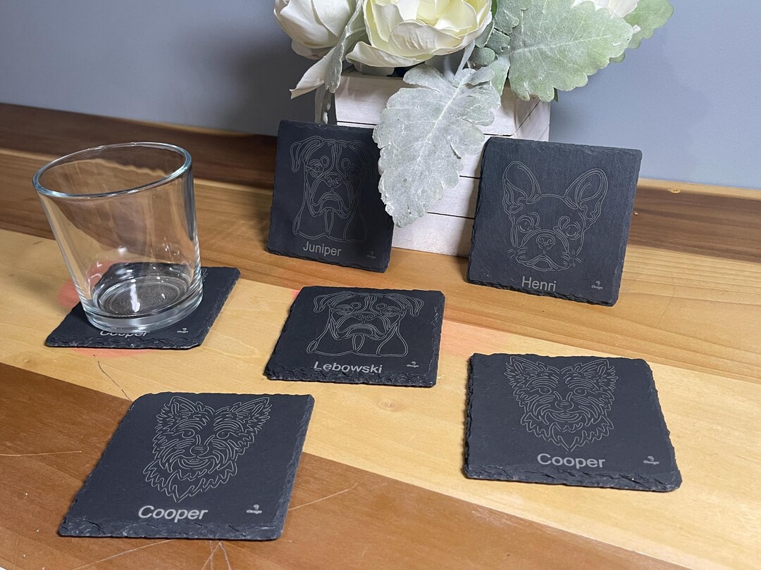 Personalized Slate Dog Coasters. 3 Pack (can Adjust Amount). Customized ...