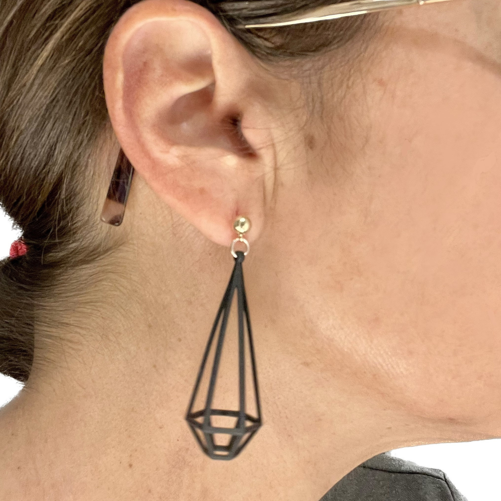 Dripping Gem 14K Gold and Black Dangle Earrings - Etsy