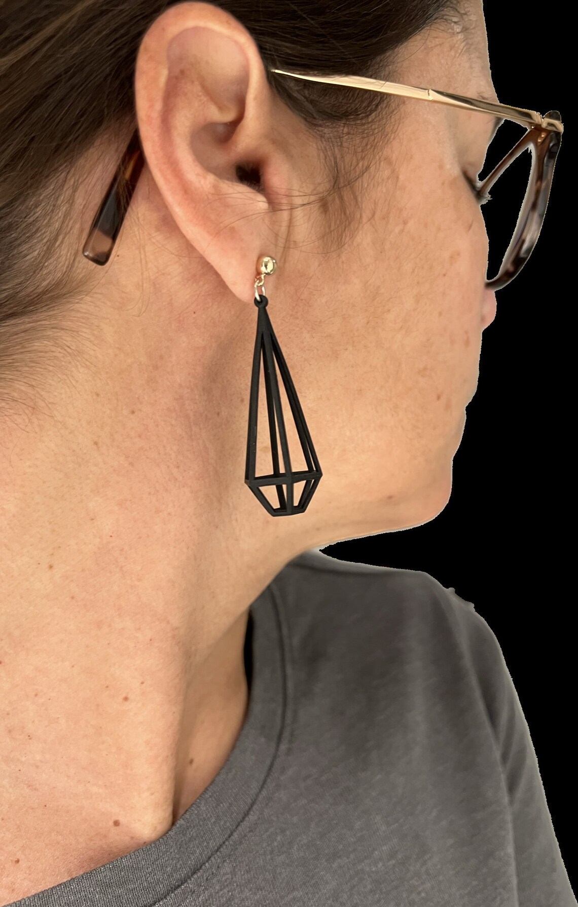 Dripping Gem 14K Gold and Black Dangle Earrings - Etsy