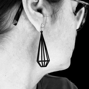 Dripping Gem 14K Gold and Black Dangle Earrings - Etsy