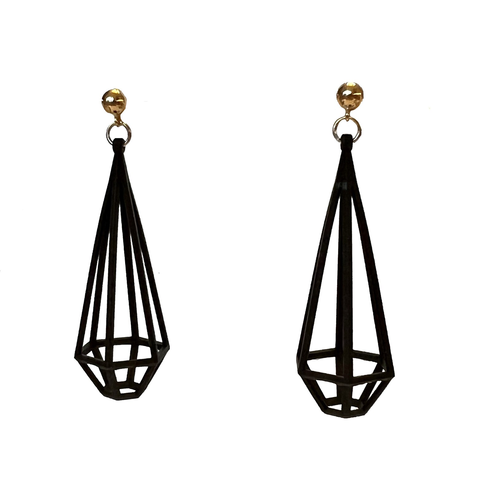 Dripping Gem 14K Gold and Black Dangle Earrings - Etsy