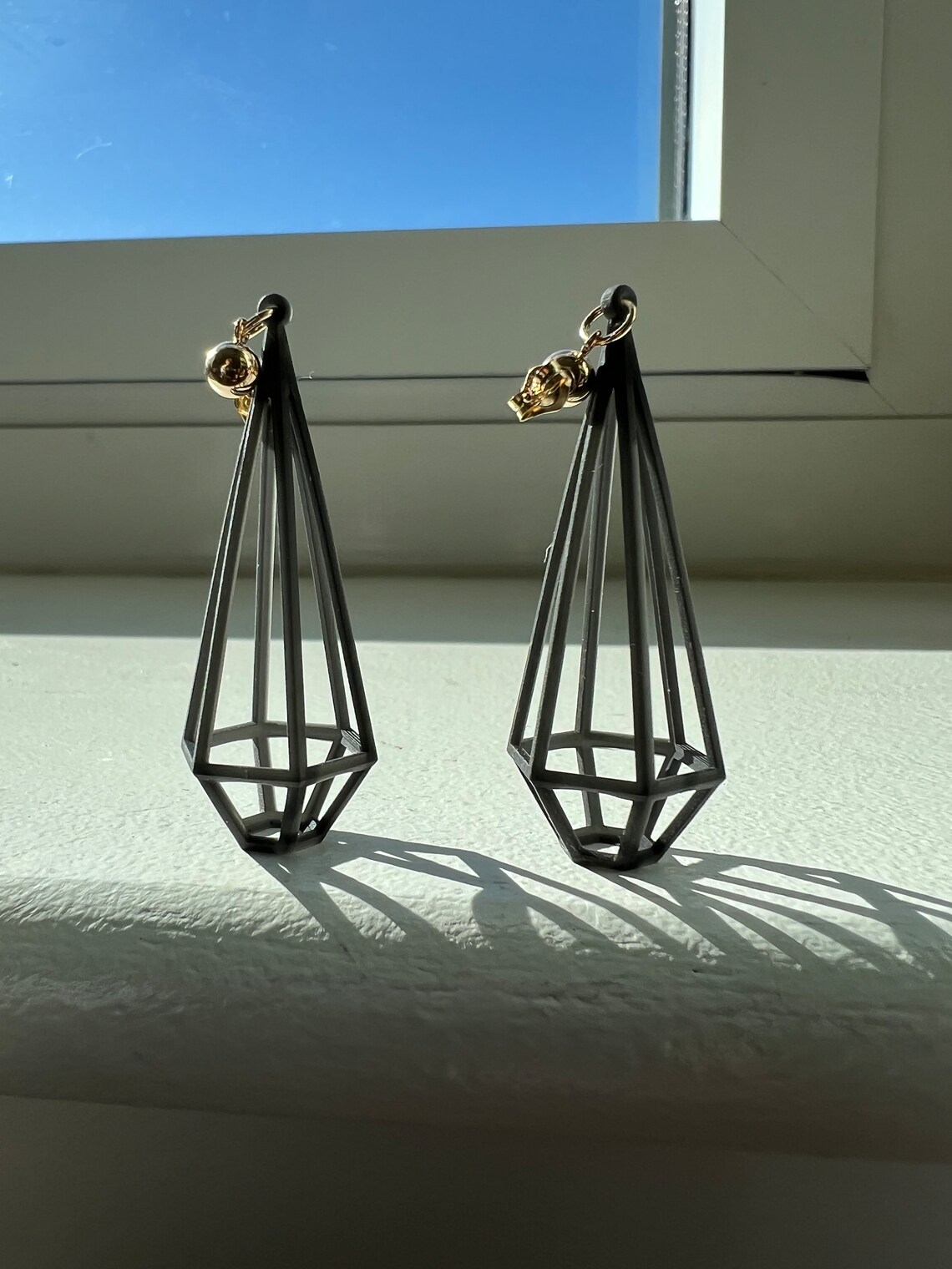 Dripping Gem 14K Gold and Black Dangle Earrings - Etsy