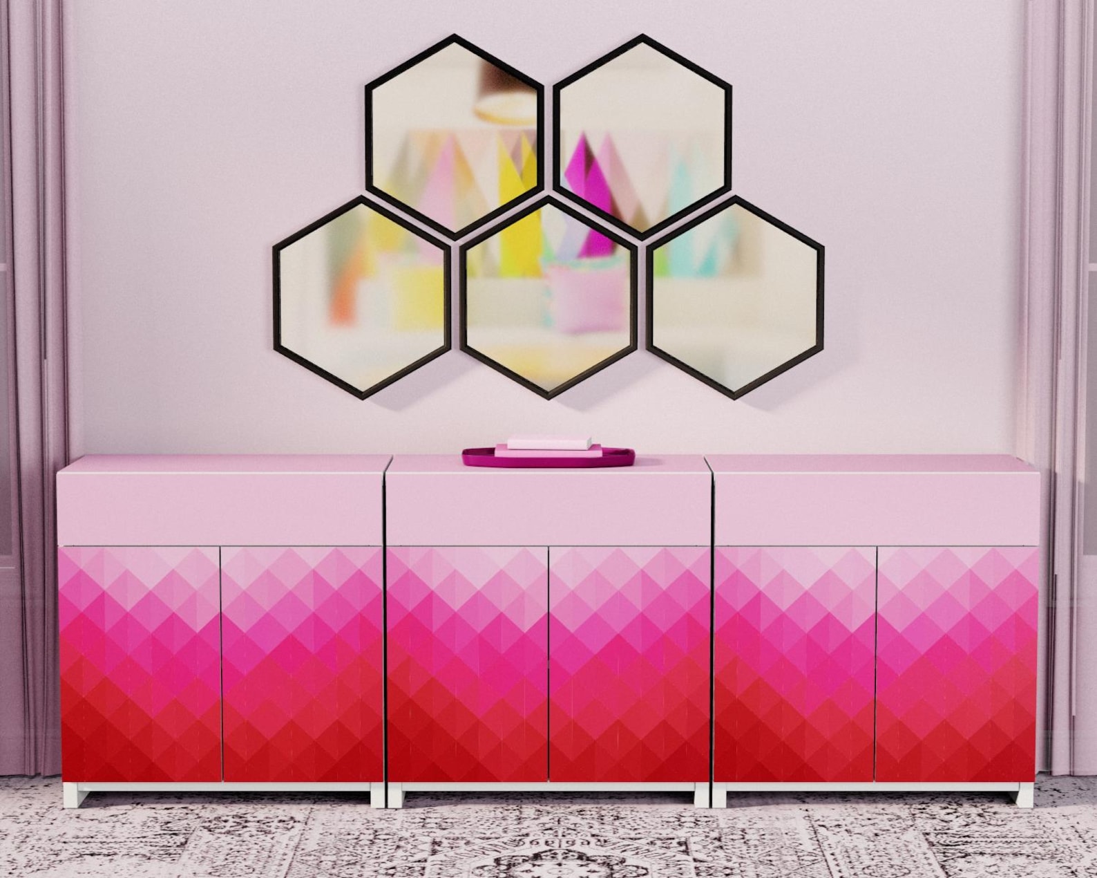 Custom Geometric Storage Cabinet With Doors - Etsy