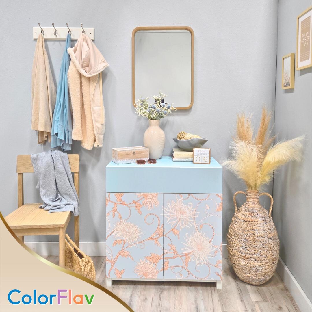Custom Floral Storage Cabinet With Doors - Etsy