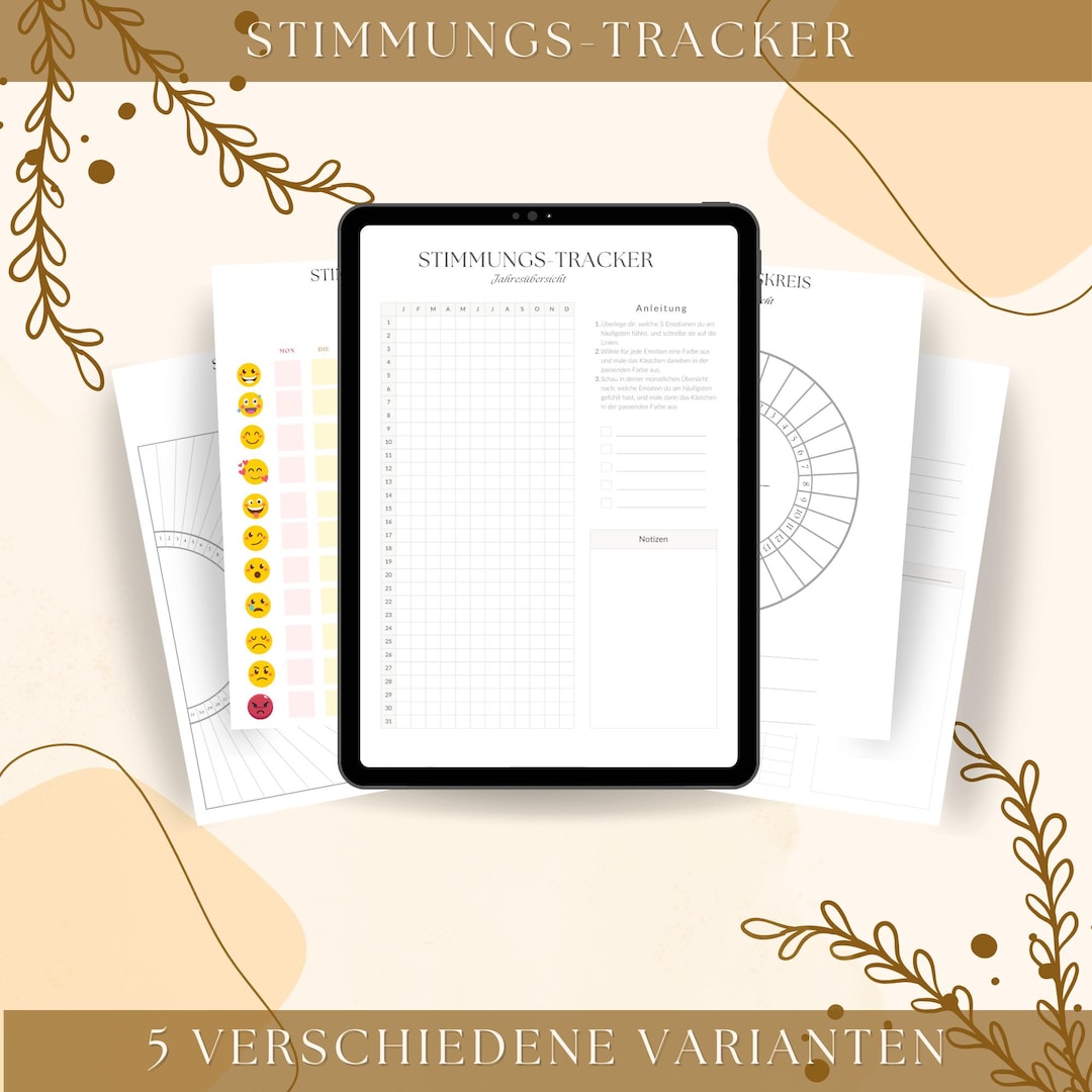 Mood Tracker PDF Track Emotions, Digital Planner for Tablet & Print ...