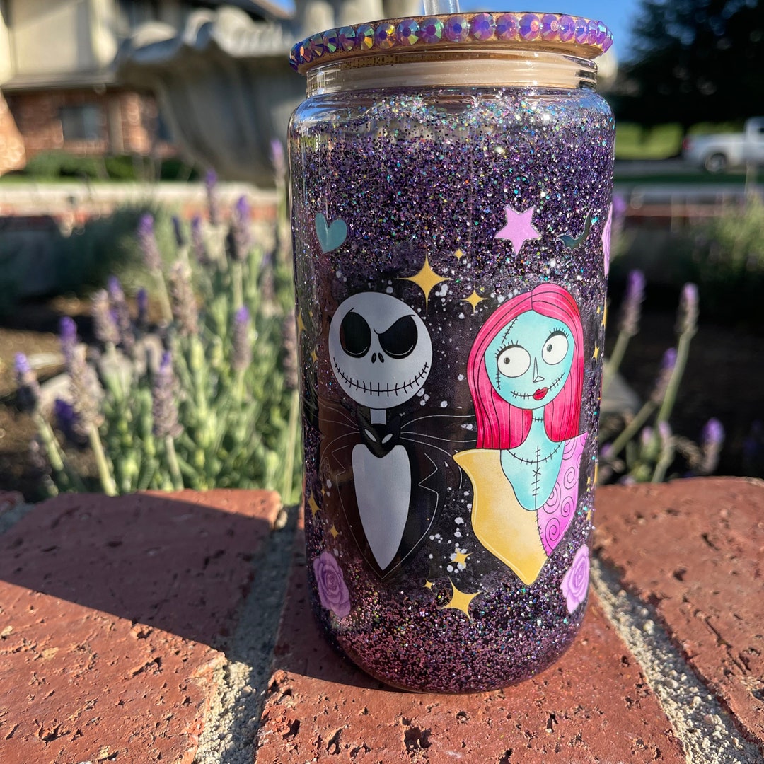 Jack and Sally Nightmare Before Christmas With Roses Snow Globe Glass ...