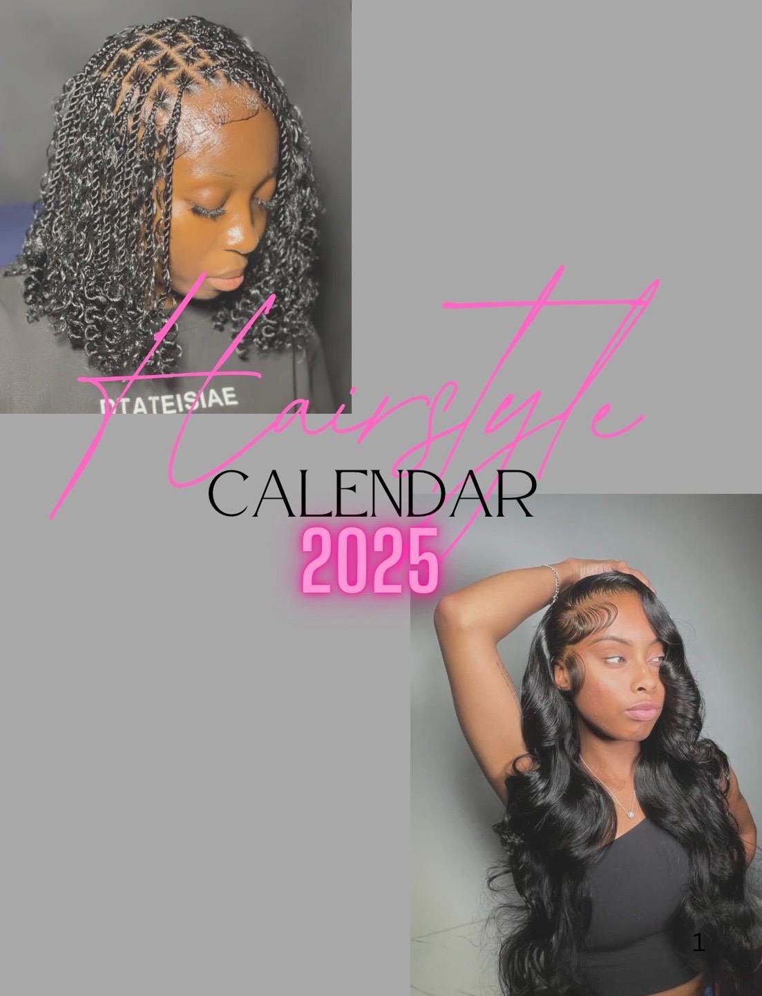 Hairstyle Calendar 2025 Template, Canva Template, Diy Hairstyle ...