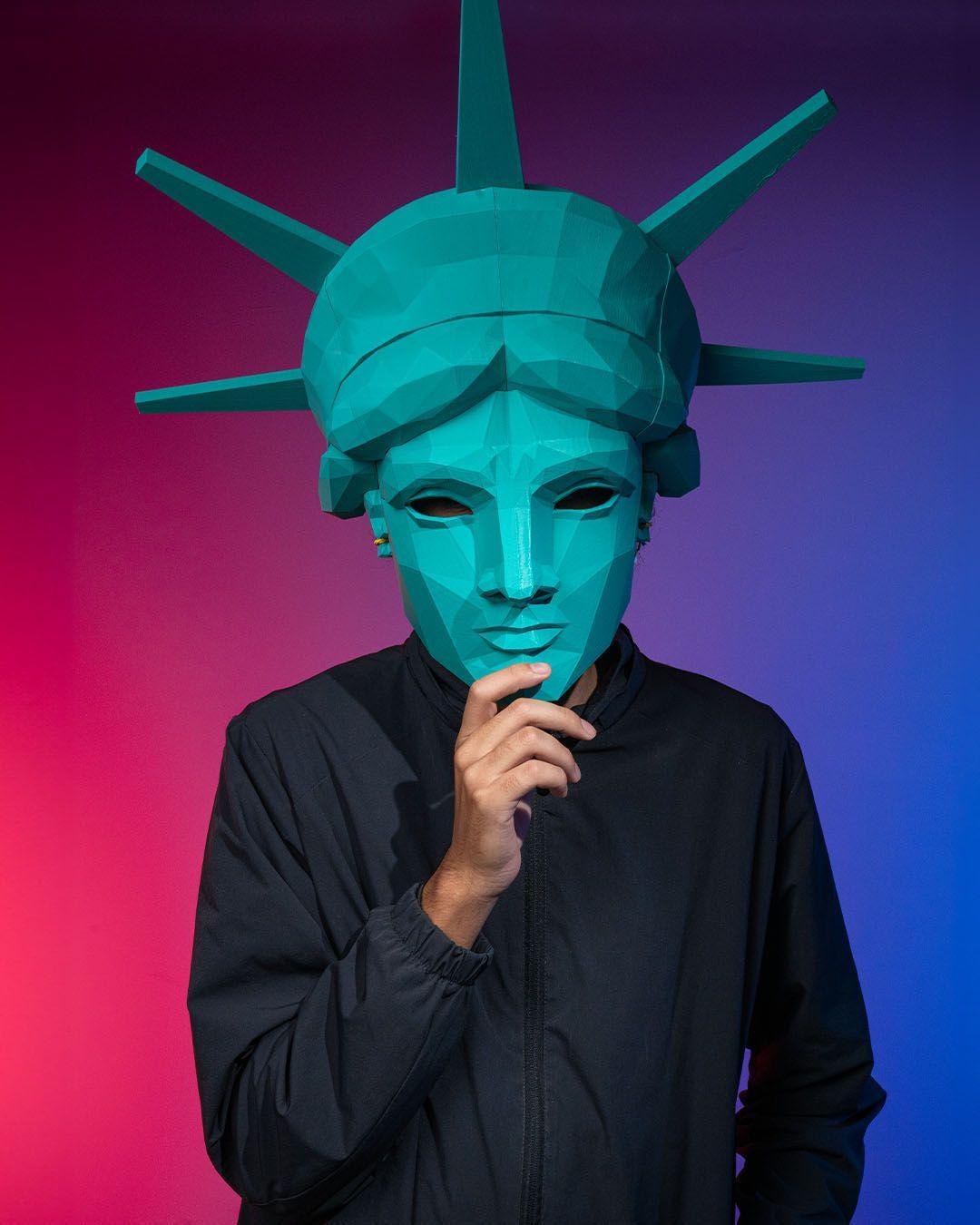 Lady Liberty Mask – Statue of Liberty Cosplay Mask/helmet – Cyan-blue ...