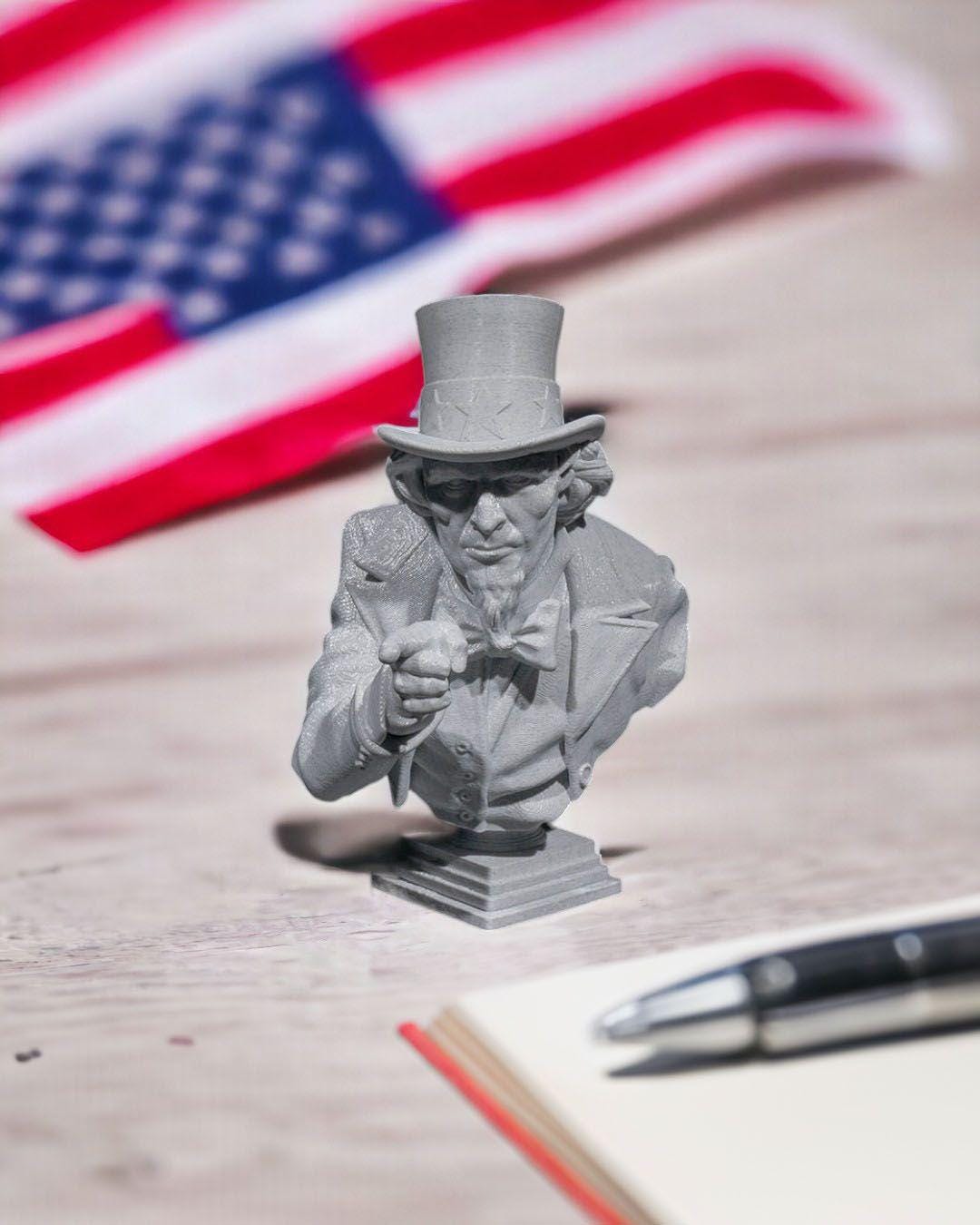 Uncle Sam Bust – 3D Printed Americana Statue | "i Want You" Patriotic ...
