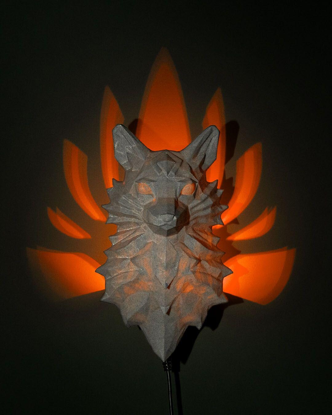 Nine-tailed Fox Wall Light – LED Wall Lamp | Mythical Kitsune Light ...