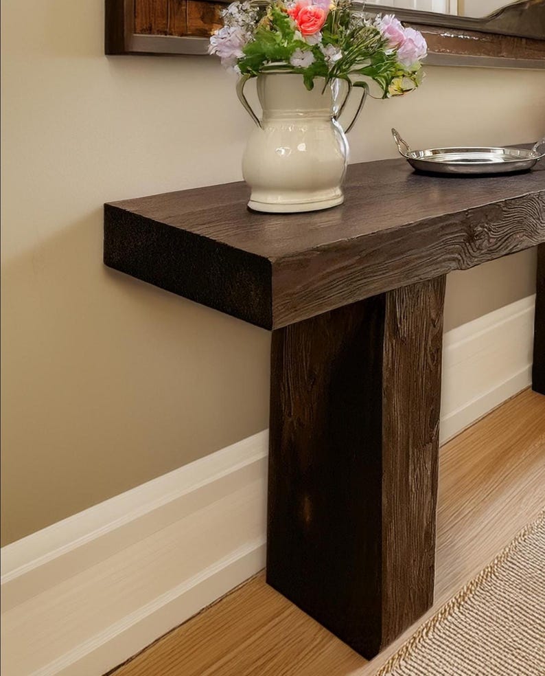 Rustic Farmhouse Console Table – Handmade Solid Wood Live Edge Hallway ...