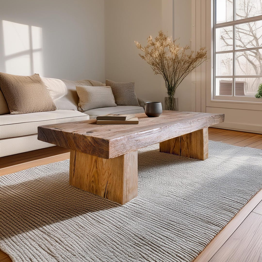 Custom Rustic Coffee Table – Handmade Solid Wood Live Edge Farmhouse ...