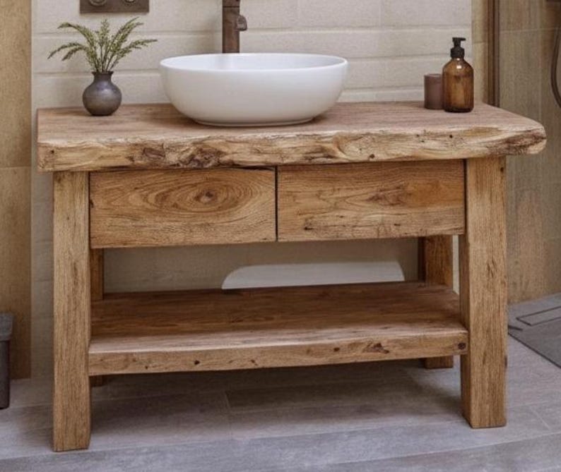 Custom Rustic Bathroom Vanity – Handmade Solid Wood Floating Sink ...