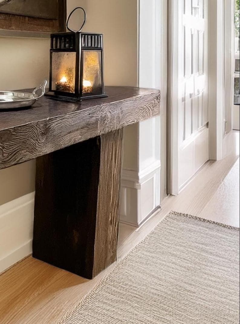 Rustic Farmhouse Console Table – Handmade Solid Wood Live Edge Hallway ...