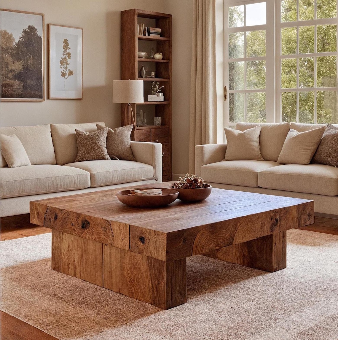 Custom Rustic Coffee Table – Handmade Solid Wood Live Edge Farmhouse ...